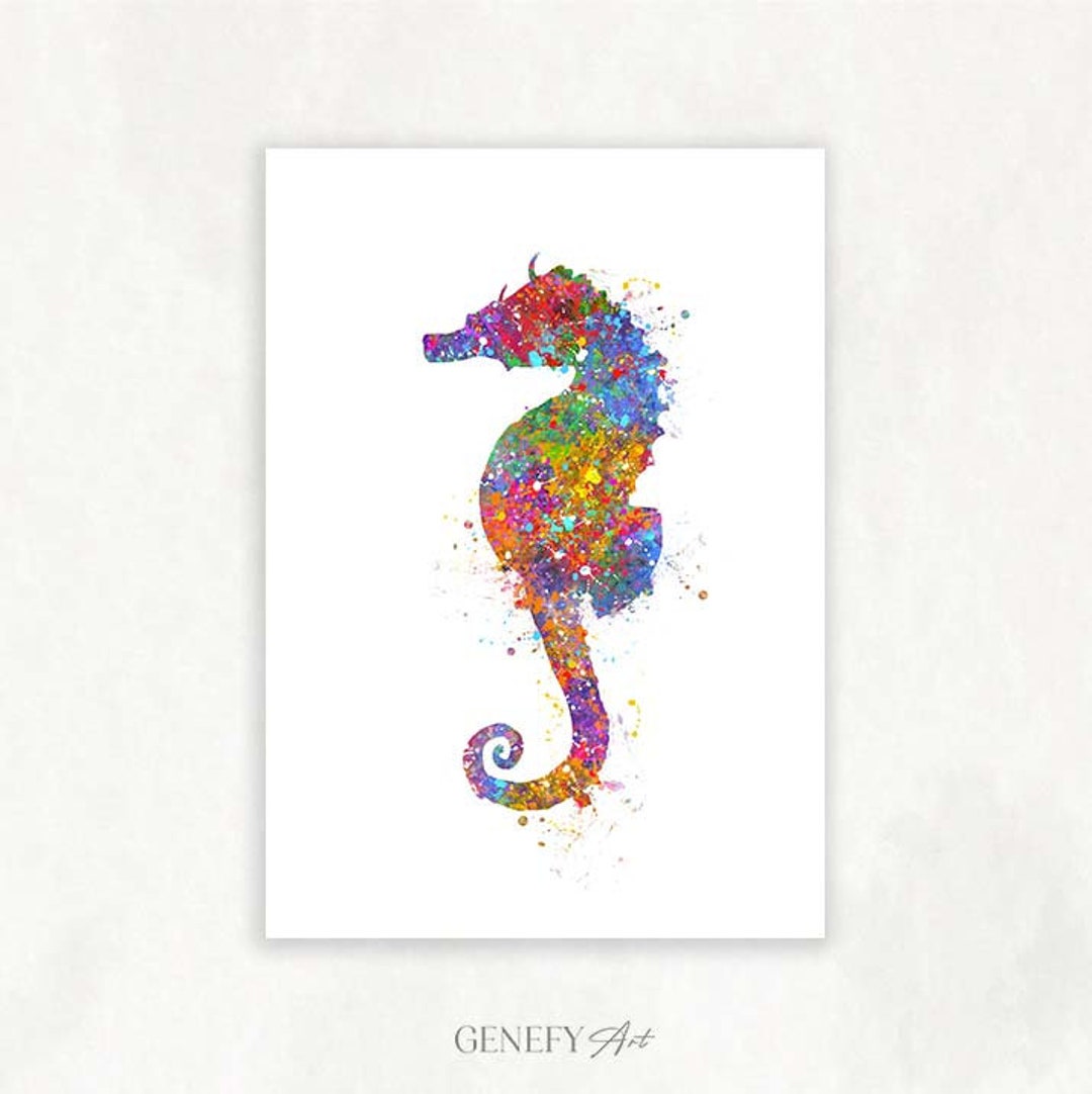 Seahorse Watercolour Art Print - Seahorse Portrait - Seahorse Prints ...