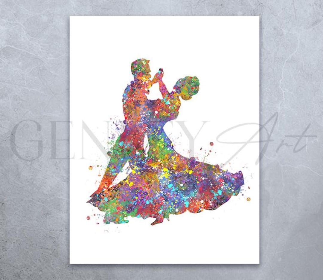 Couple Dancing Watercolour Art Print - Couple Dancing Poster - Salsa ...