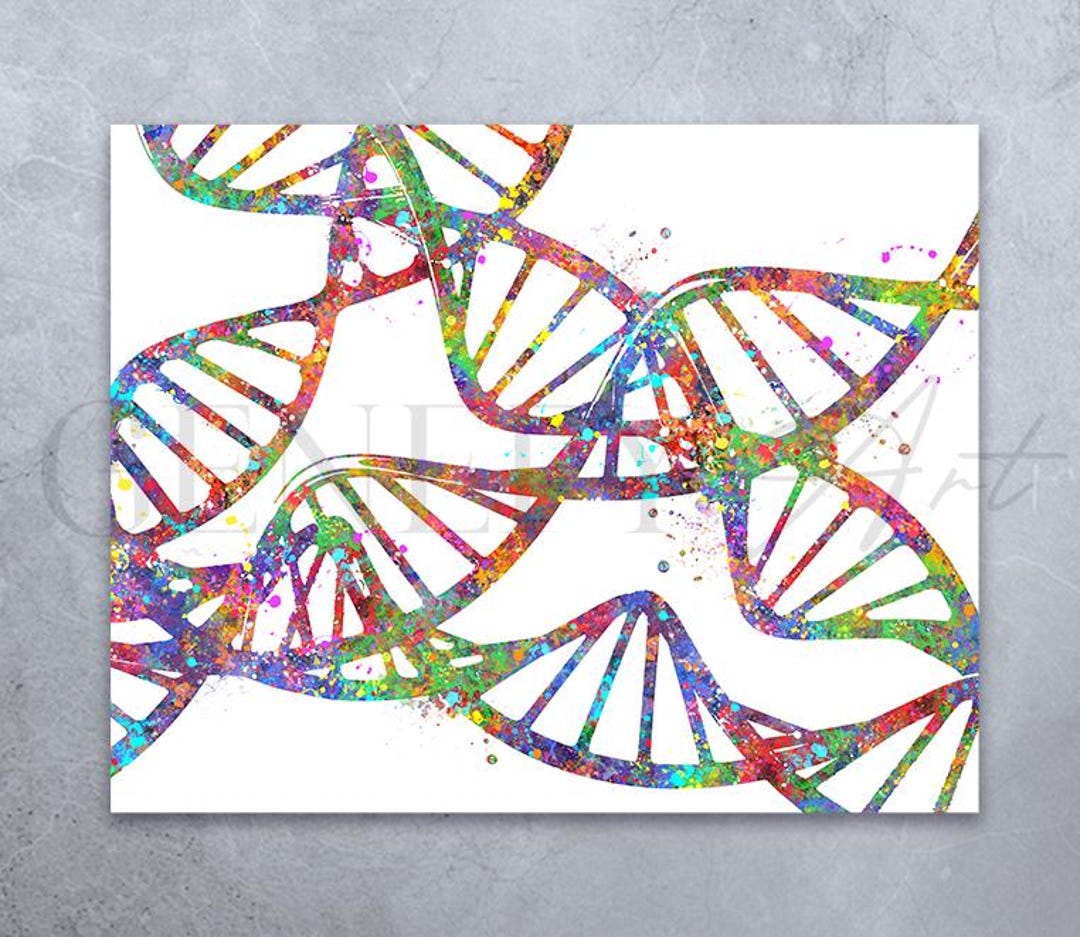 DNA Watercolor Art Print: Genetics Science Poster - Etsy