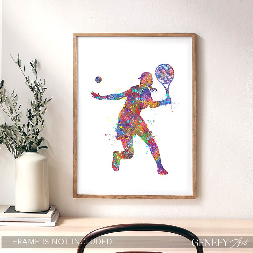 Female Tennis Player Watercolour Art Print Tennis Player - Etsy