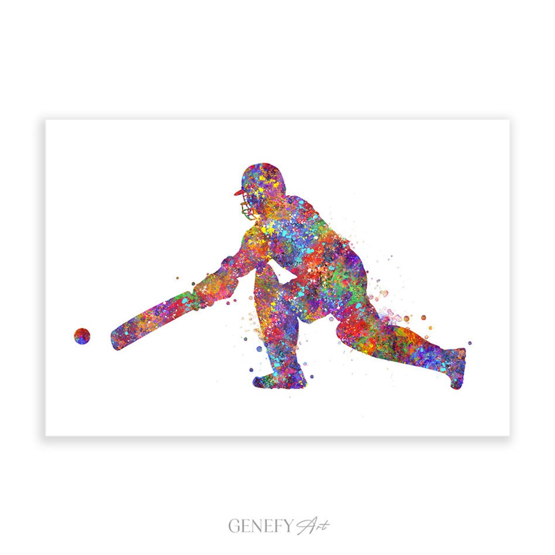 Cricket Sport Watercolour Art Print Cricket Sport Poster Gift for Son ...