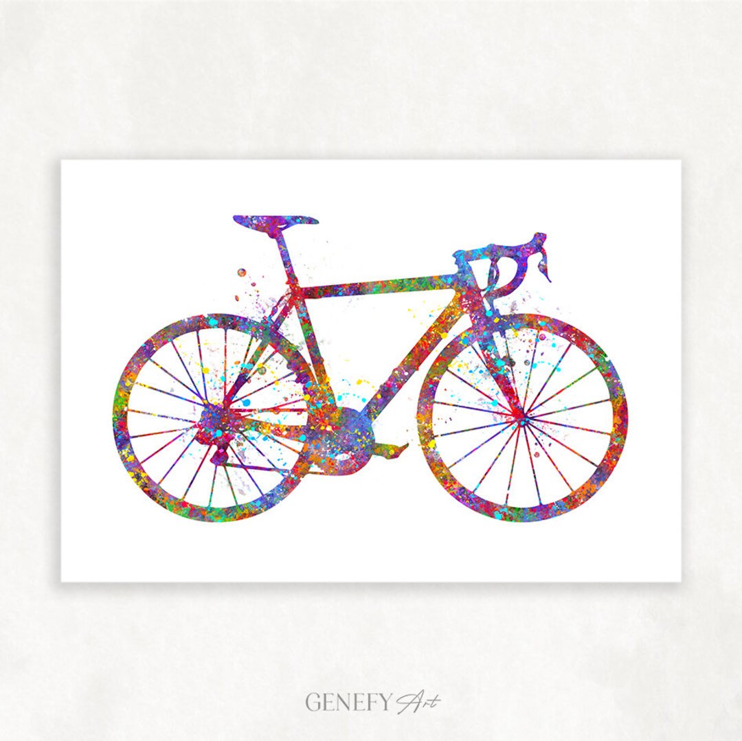 Road Bike Watercolour Art Print Road Bike Watercolour Art Cyclist Gift Bike Wall Decor Bicycle ...