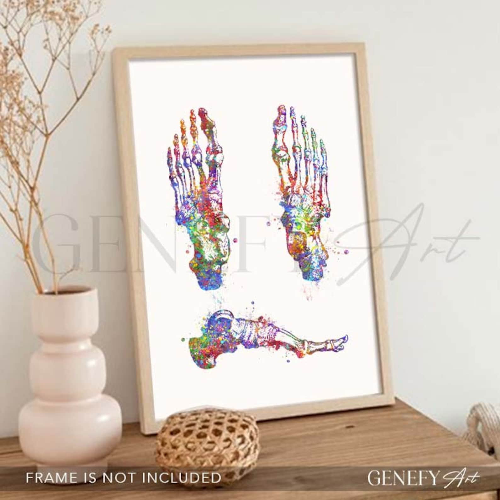 Foot Bones Watercolor Art Print Osteology Prints Osteology - Etsy