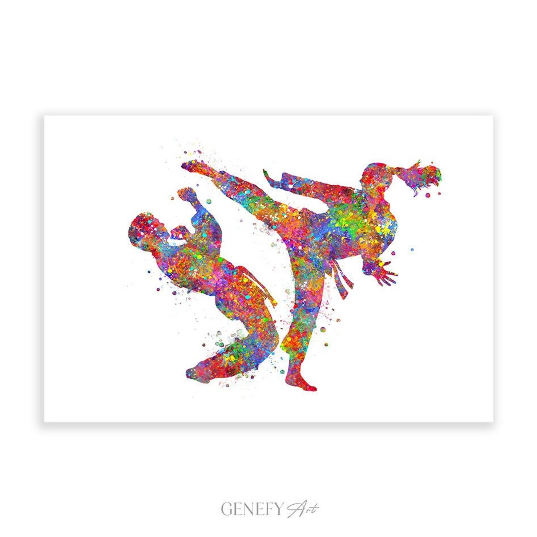 Taekwondo Couple Watercolour Art Print - Taekwondo Martial Arts Poster ...