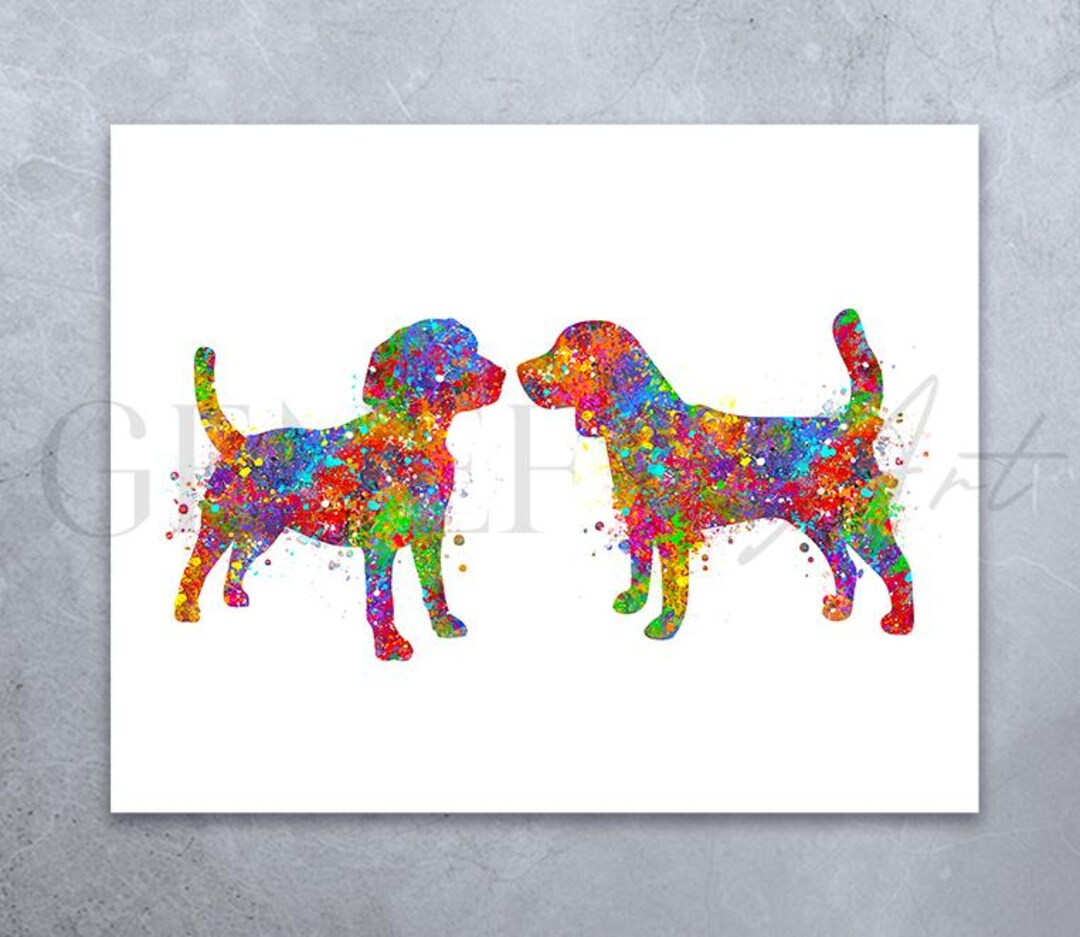 Beagle Couple Watercolour Art Print - Beagle Portrait - Beagle Prints ...
