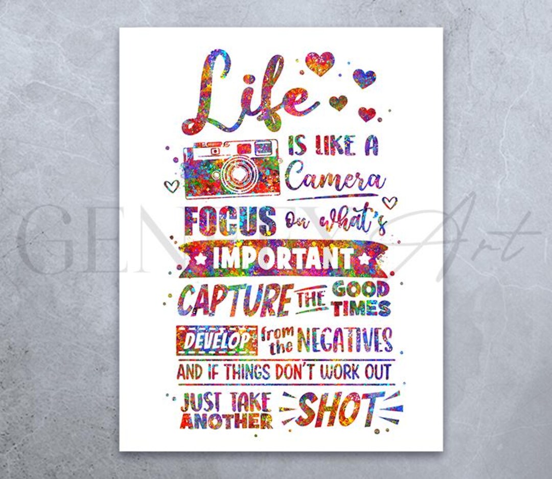 Motivational Quote Print - Life is Like A Camera - Motivational Quote ...