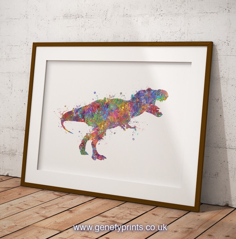 Tyrannosaurus T-rex Watercolor Print Dinosaur Watercolor Art | Etsy UK