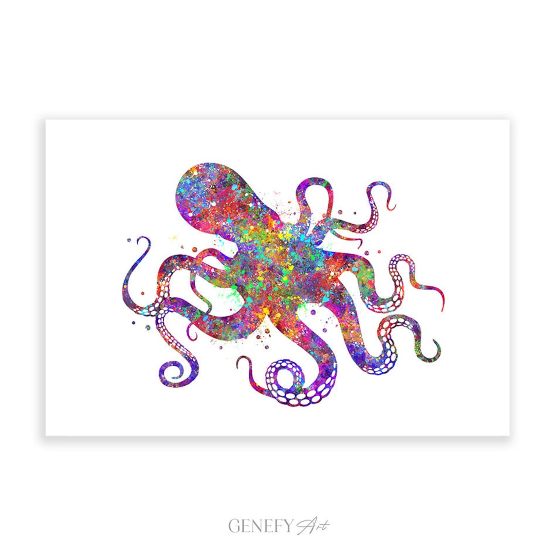 Octopus Watercolour Art Print - Octopus Abstract Art - Octopus Prints ...