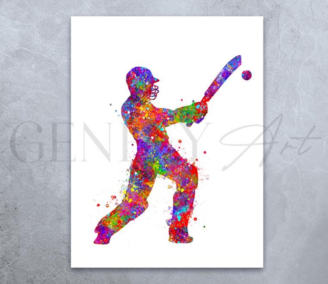 Cricket Sport Watercolour Art Print: Boys Room Decor - Etsy