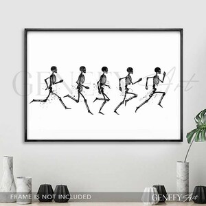 Running Phases Watercolour Art Print - Skeleton Running Print - Human ...
