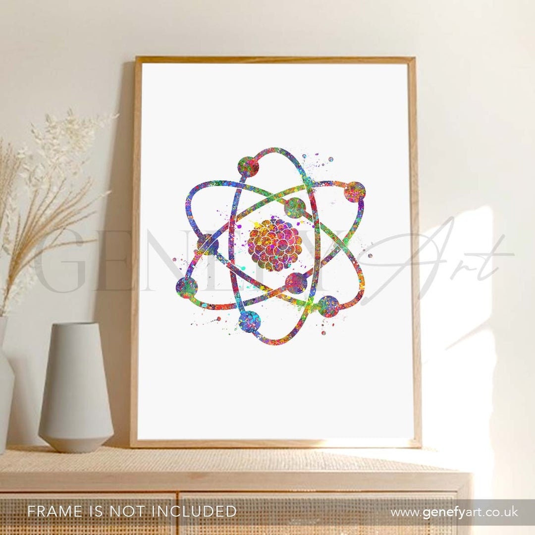 Atom Watercolor Print Atomic Structure Print Science - Etsy UK