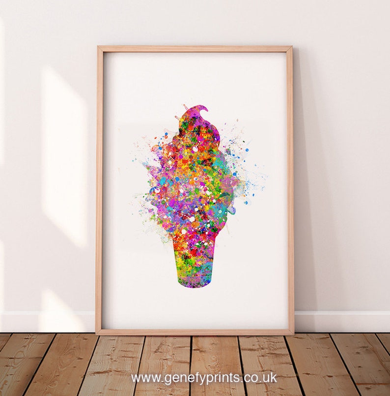 Ice Cream Watercolor Art Print Kitchen Watercolor Print | Etsy