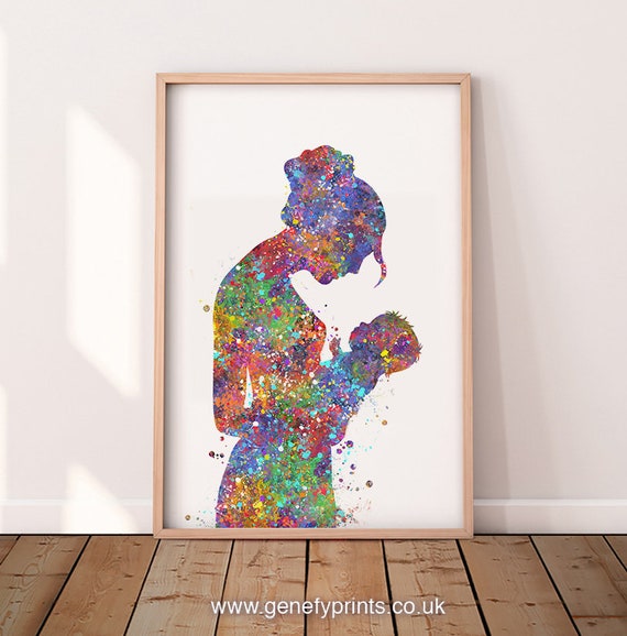 Mother and Baby Watercolor Art Print Motherhood Watercolor | Etsy