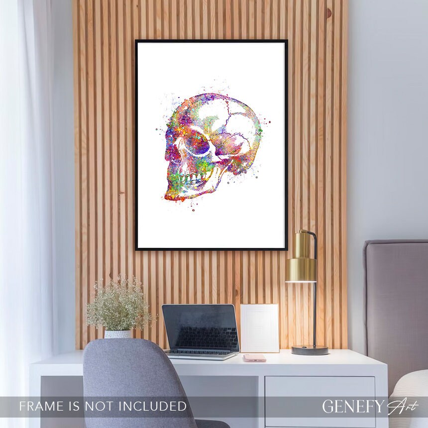 Skull Watercolor Art Print Skull Poster Skull Anatomy Art - Etsy