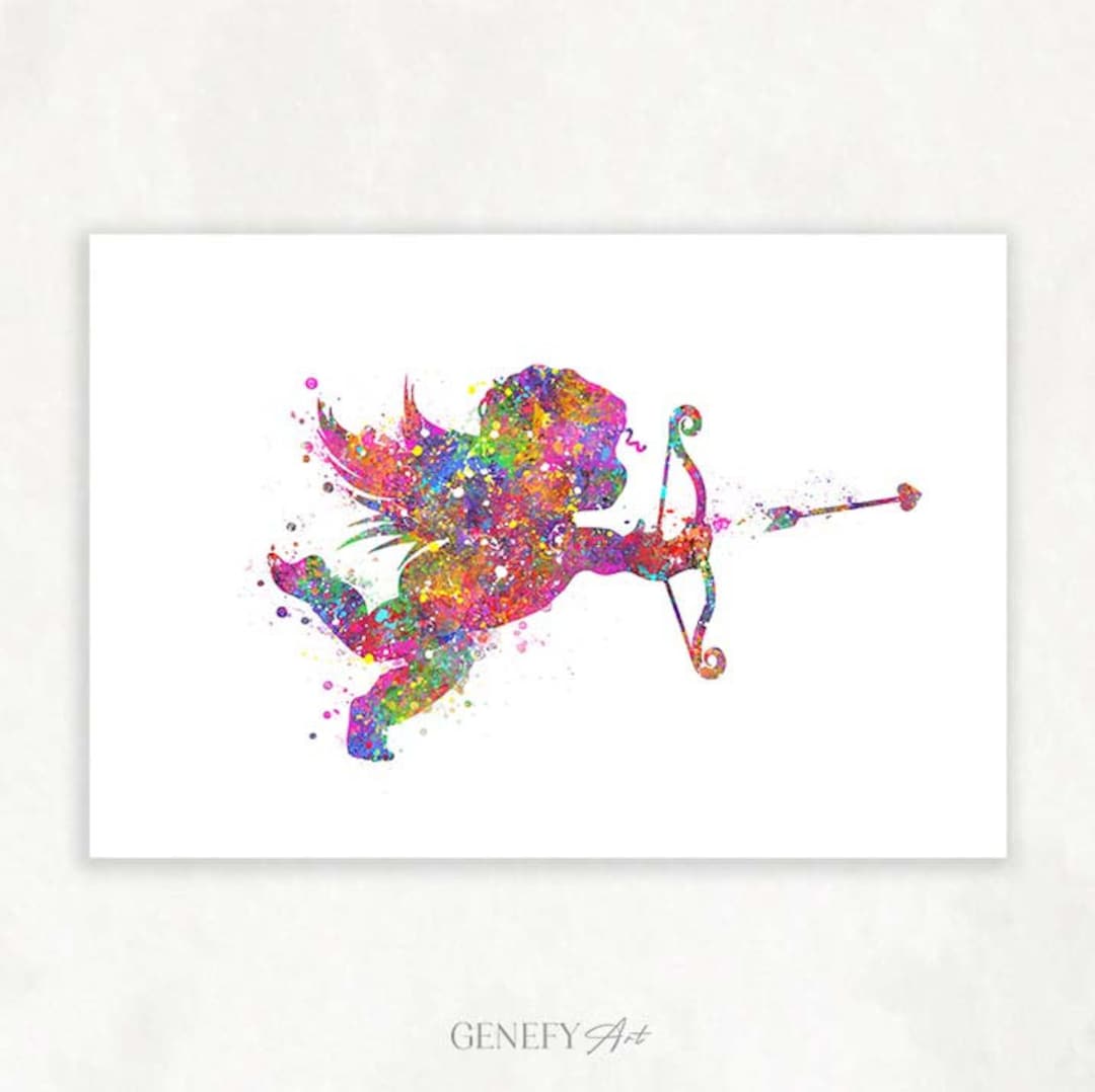 Cupid Love Art Watercolor Art Print Cupid Poster Cupid Print Cupid Love ...