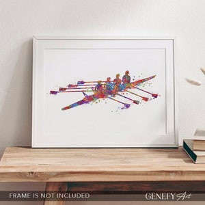 Rowing Watercolour Art Print - Rowing Poster - Water Sports Watercolour ...