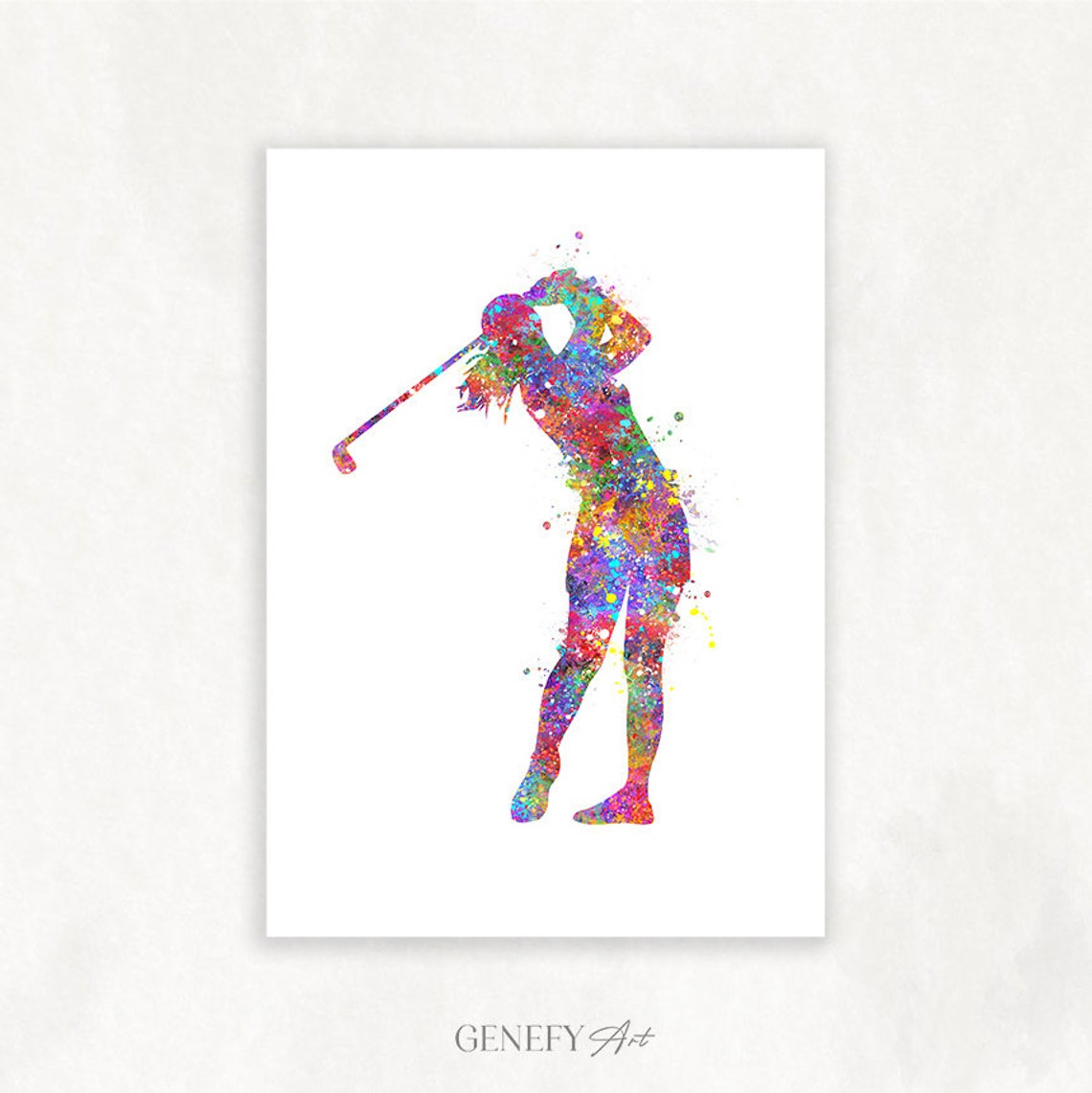 Female Golf Player Watercolour Art Print Golf Sports | Etsy