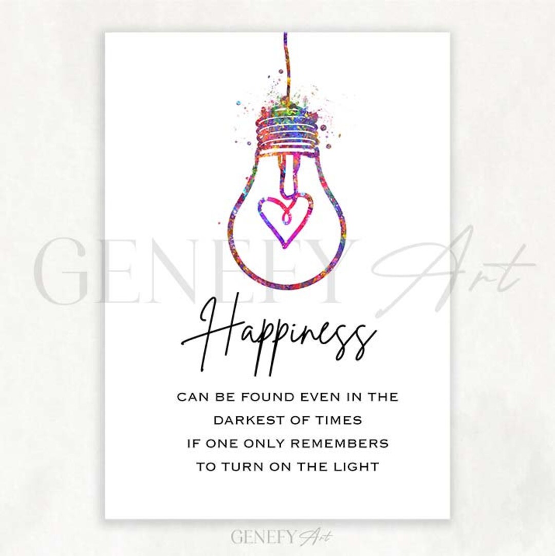 Happiness Quote Watercolour Print Motivational Quote Print Motivational ...
