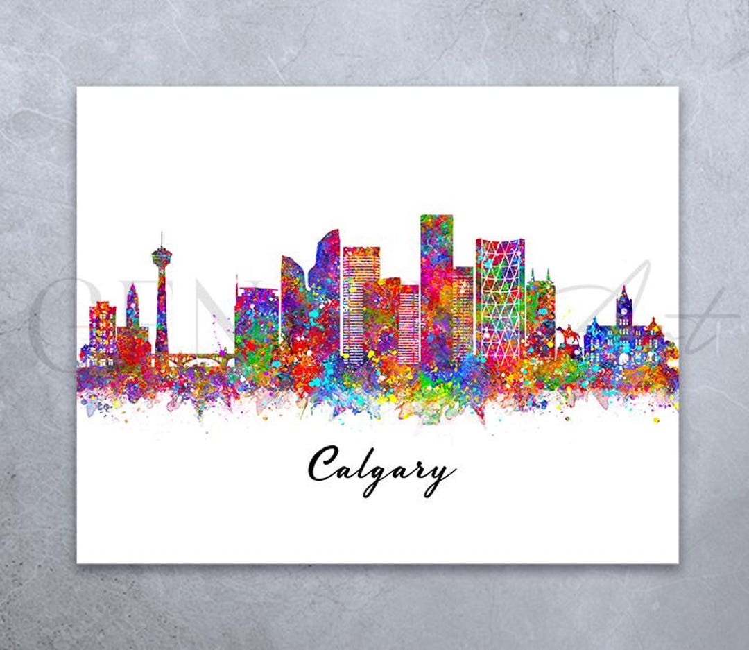 Calgary Skyline Watercolour Art Print: Cityscape Wall Decor - Etsy