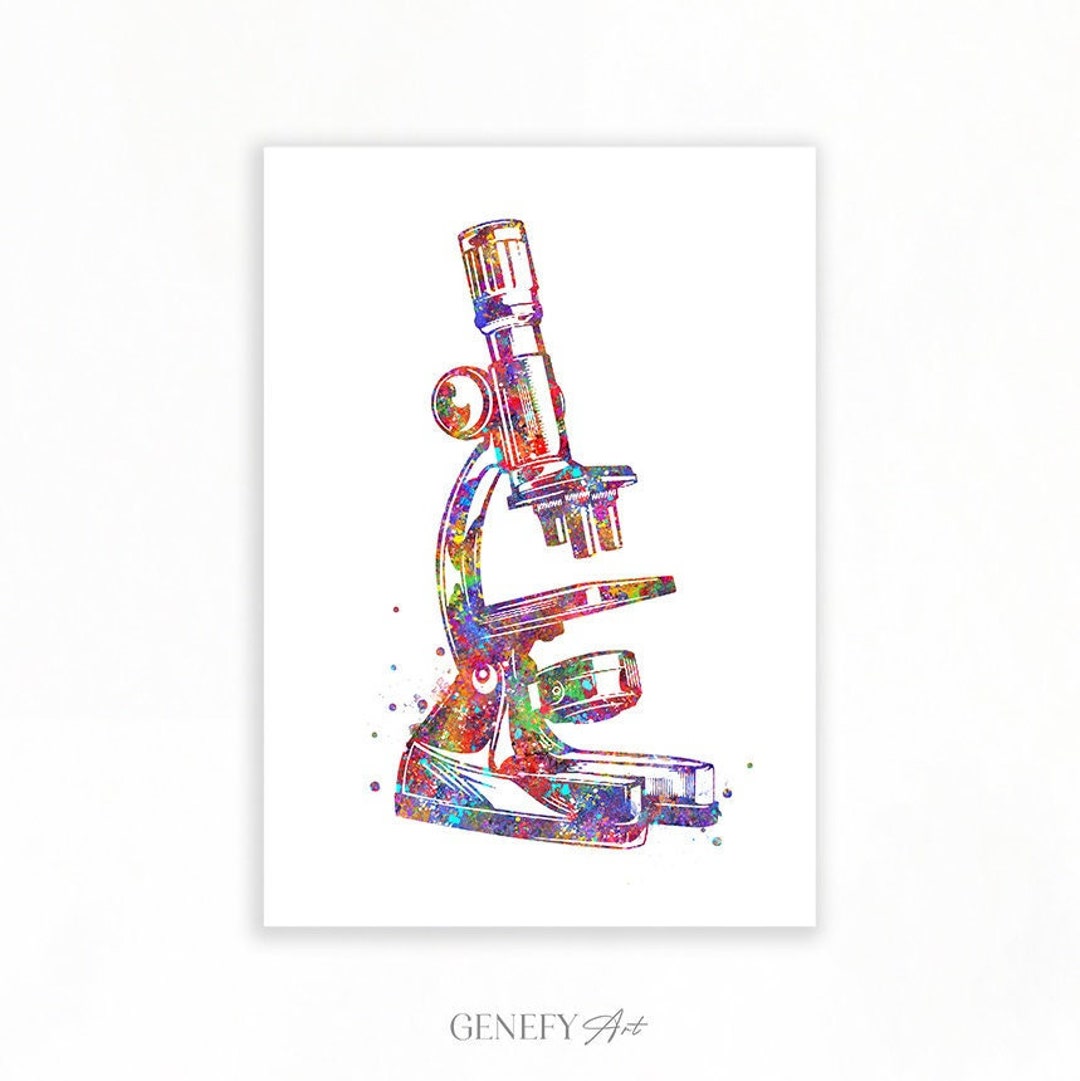 Microscope Watercolor Art Print Microbiology Watercolor Print ...