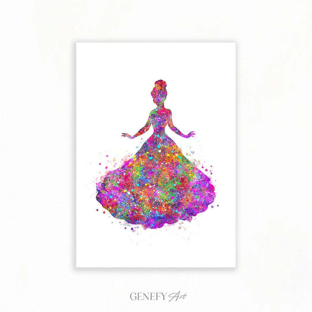 Princess Watercolour Art Print Princess Watercolour Poster Princess Art ...