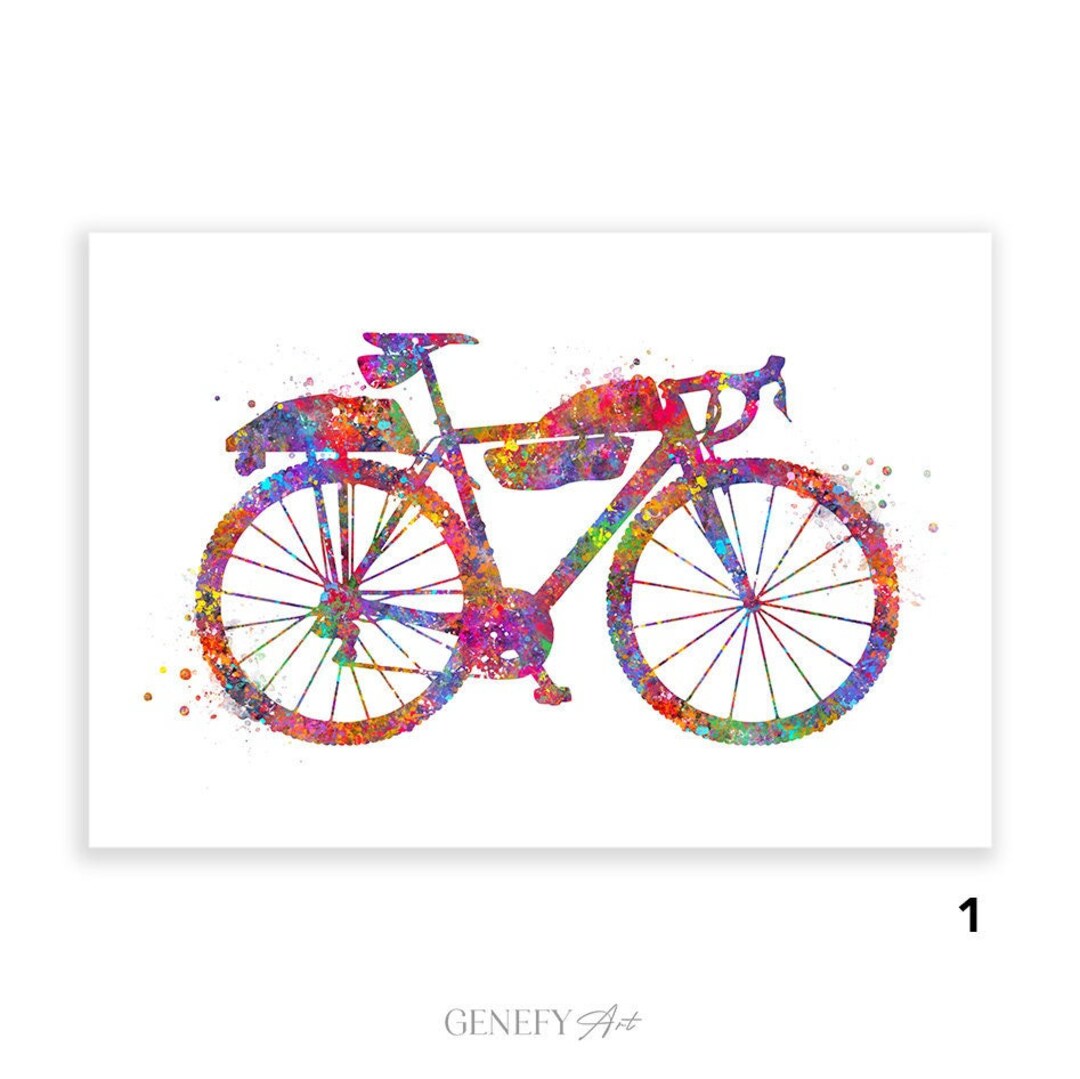 Gravel Bike Watercolour Art Print - Touring Bike Watercolour Art - Cyclist Gift - Bike Wall ...