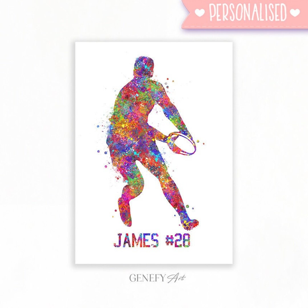 Personalised Rugby Player Watercolour Art Print - Rugby Player Poster ...