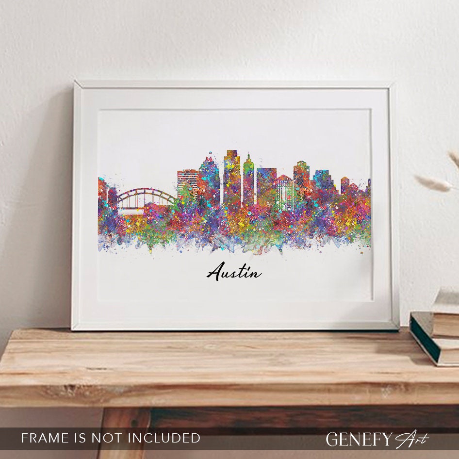 Austin Skyline Watercolour Art Print Austin Cityscape Print - Etsy