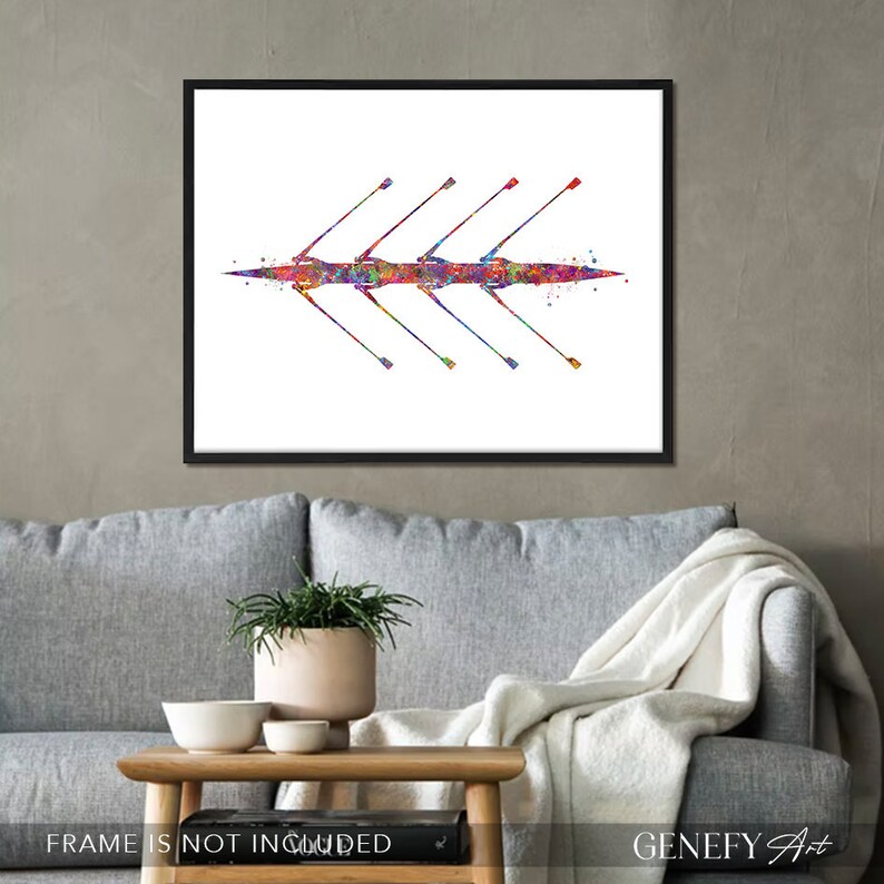 Quad Rowing Boat Watercolor Art Print: Water Sports Poster - Etsy