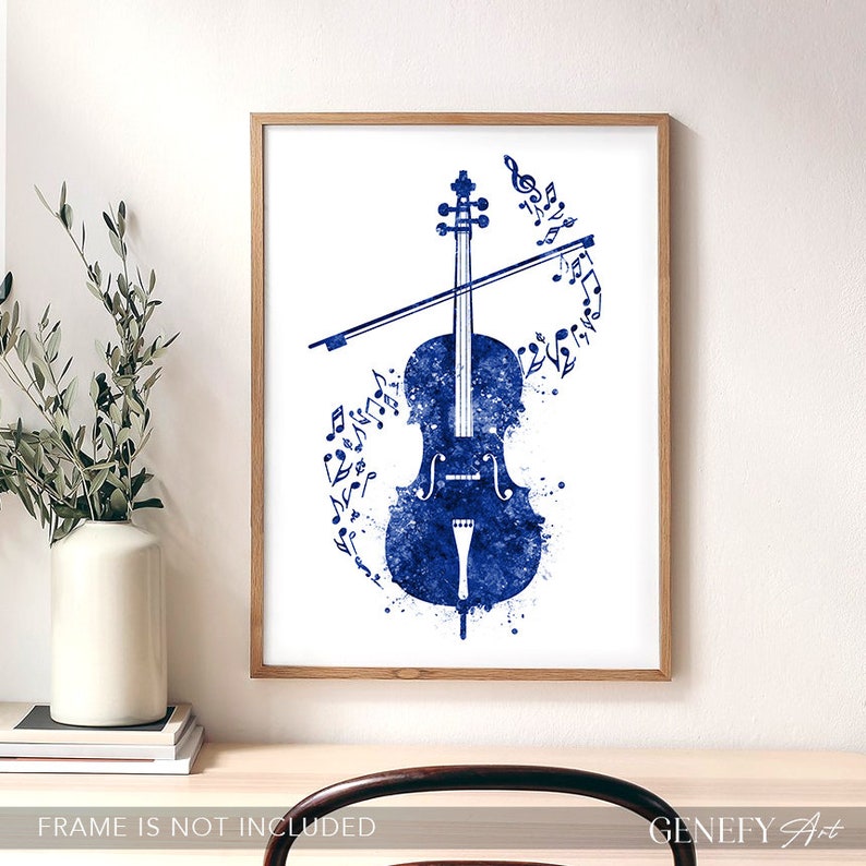 Cello Watercolor Art Print Music String Instrument - Etsy