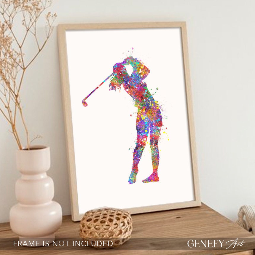 Female Golf Player Watercolour Art Print Golf Sports - Etsy