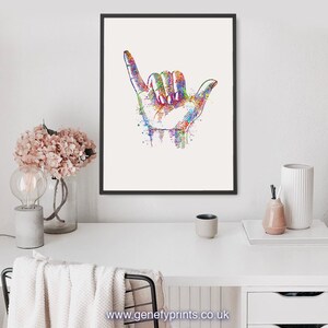 Shaka Hand Sign Watercoluor Art Print - Shaka Hand Prints - Shaka Hand ...