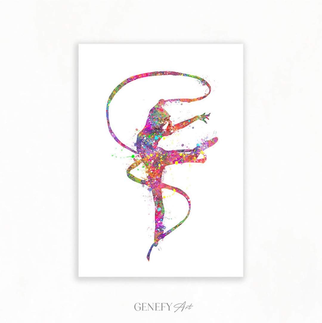 Rhythmic Gymnastics Watercolour Art Print Rhythmic Gymnastics Ribbon ...