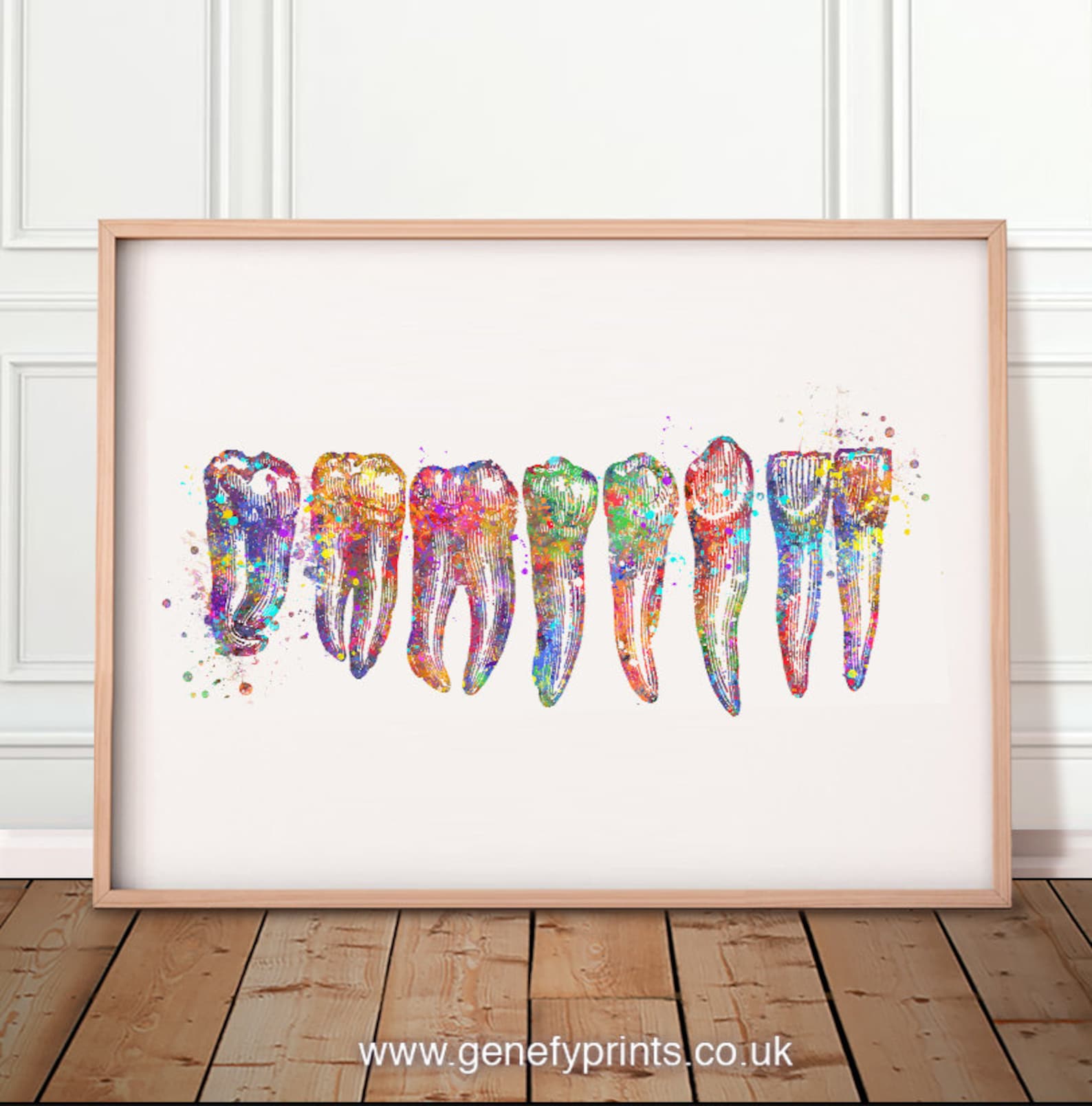 Human Teeth Watercolor Art Print Teeth Row Poster Molars and | Etsy