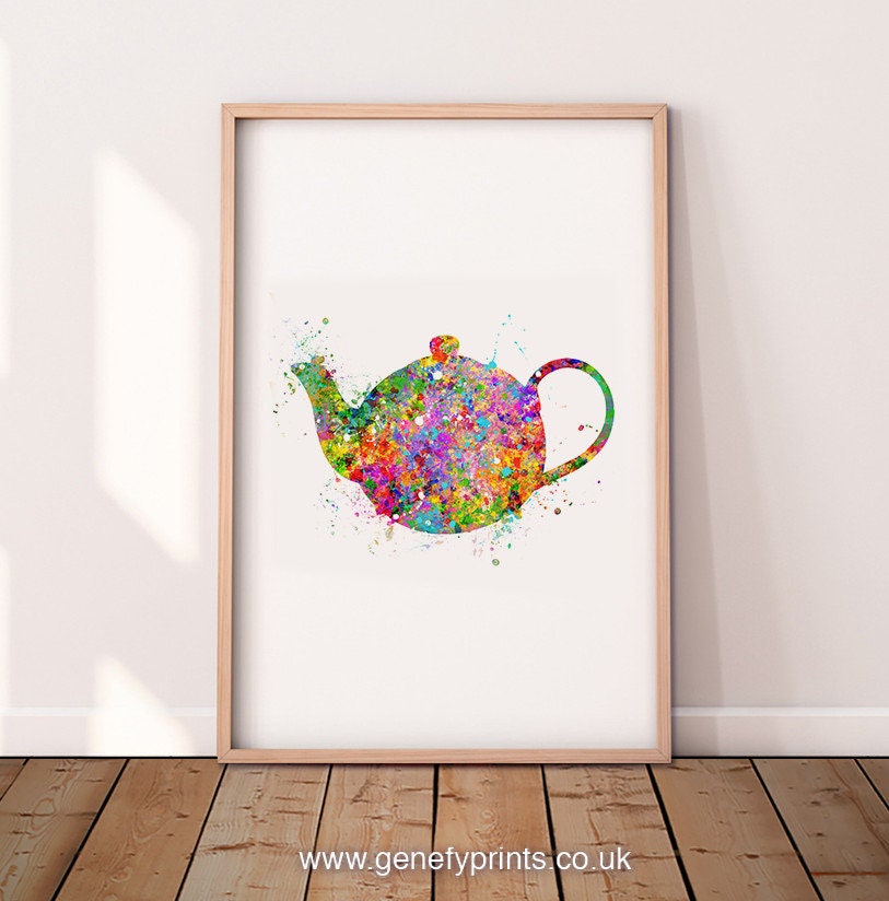 Teapot Watercolor Art Print Set of 3 Prints Kitchen Prints | Etsy