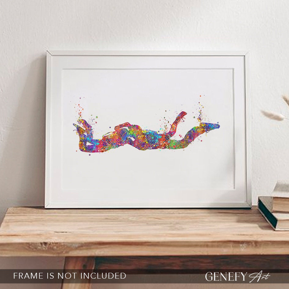 Skydiving Couple Watercolor Print: Skydiver Gift Poster - Etsy