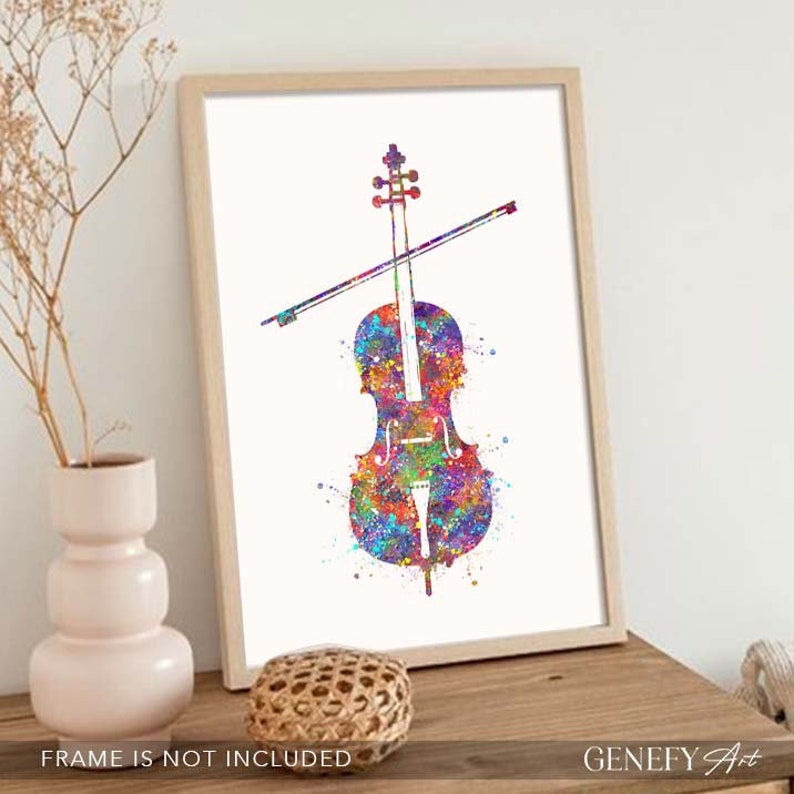 Cello Watercolor Art Print Music String Instrument - Etsy