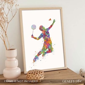Badminton Watercolour Art Print - Badminton Sport Poster - Badminton ...