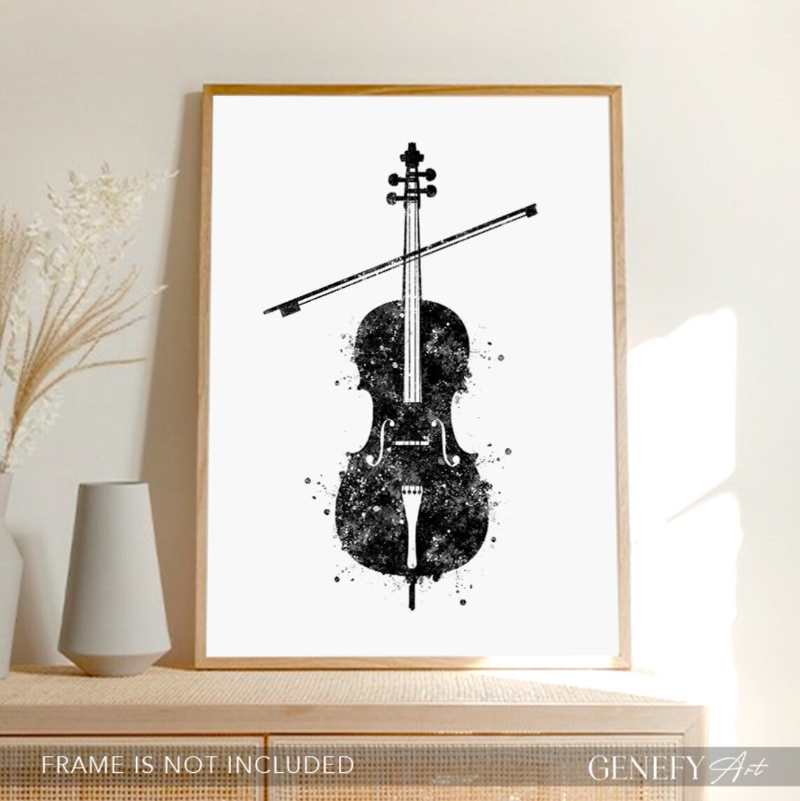 Cello Black and White Watercolor Art Print Music String - Etsy UK
