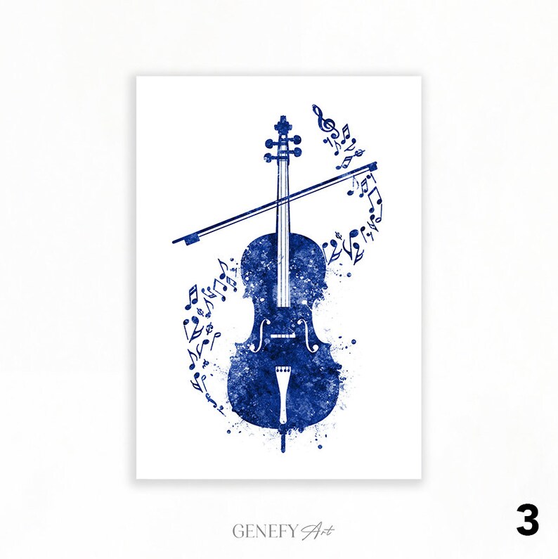 Cello Watercolor Art Print Music String Instrument - Etsy