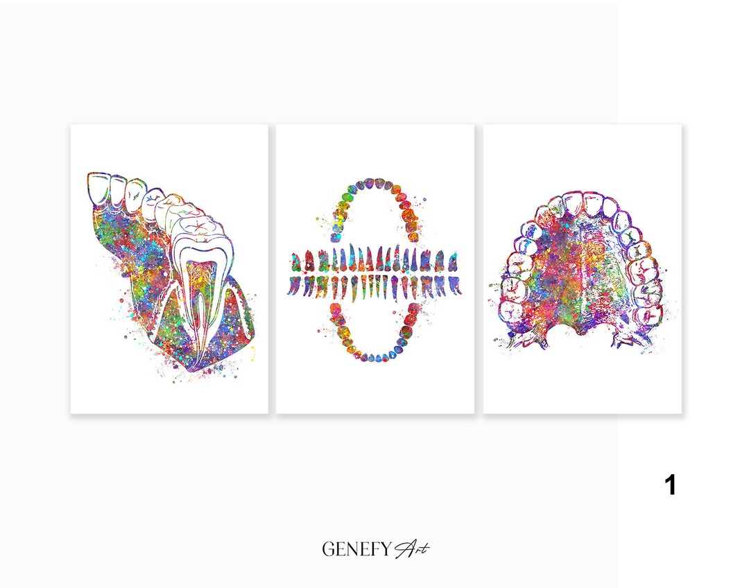 Dental Office Decor Set of 3 Prints Dentistry Art Prints Teeth Poster ...