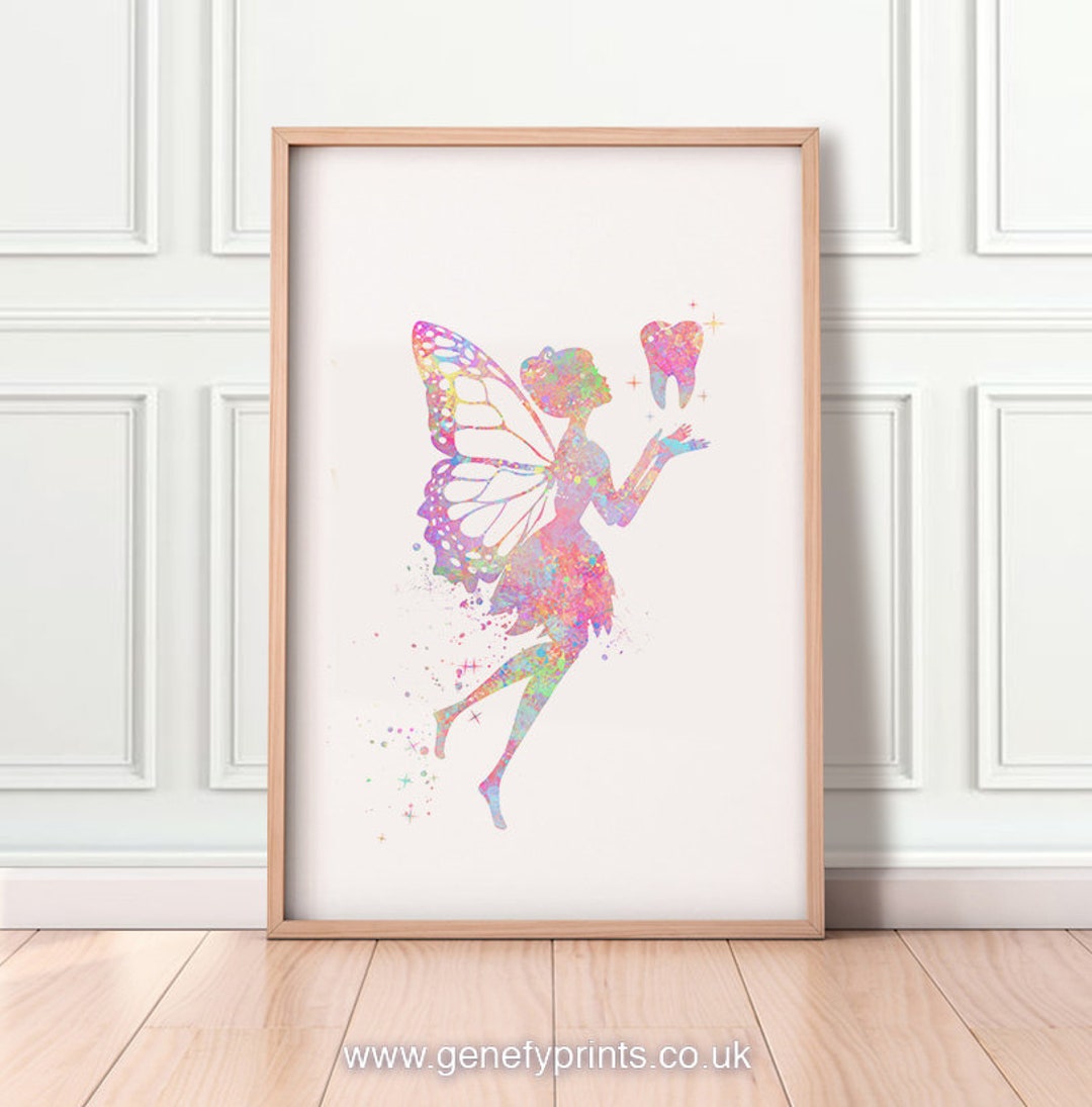 Tooth Fairy Watercolor Art Print, Tooth Fairy Watercolor Print, Tooth ...