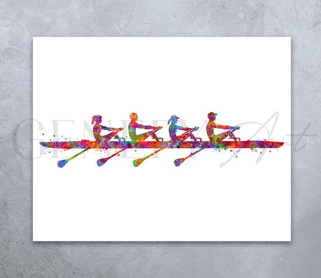 Rowing Watercolour Art Print - Rowing Poster - Water Sports Watercolour ...