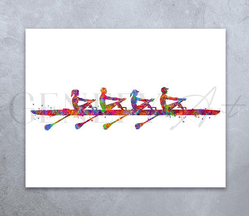 Rowing Team Watercolor Art Print: Sports Wall Decor - Etsy