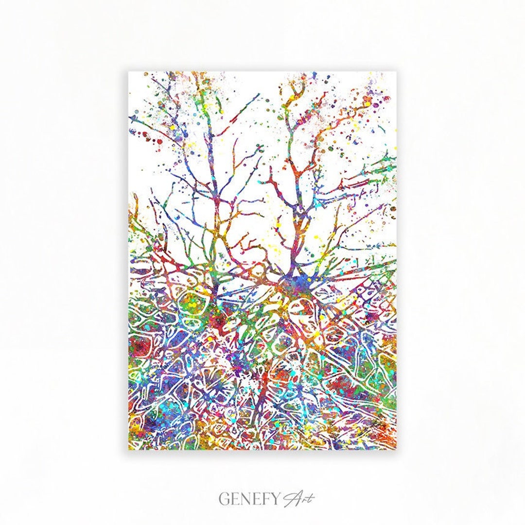 Neural Network Watercolor Art Print Neuron Synapses Art Neurology ...