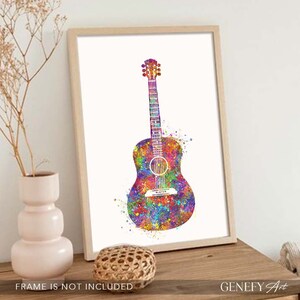Acoustic Guitar Watercolour Print - Music Instrument Watercolour Art ...