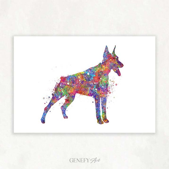 Doberman Watercolor Art Print Doberman Prints Doberman | Etsy