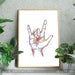 I Love You Hand Sign Watercolour Art Print ILY Hand Sign Poster ...