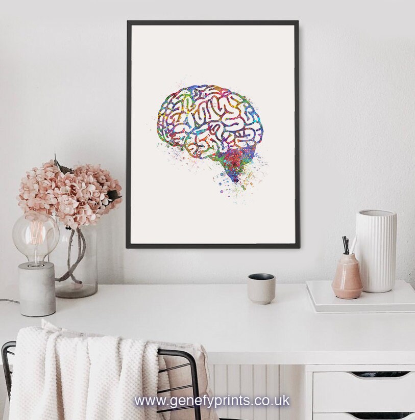 Brain Watercolor Art Print Brain Anatomy Watercolor Print | Etsy