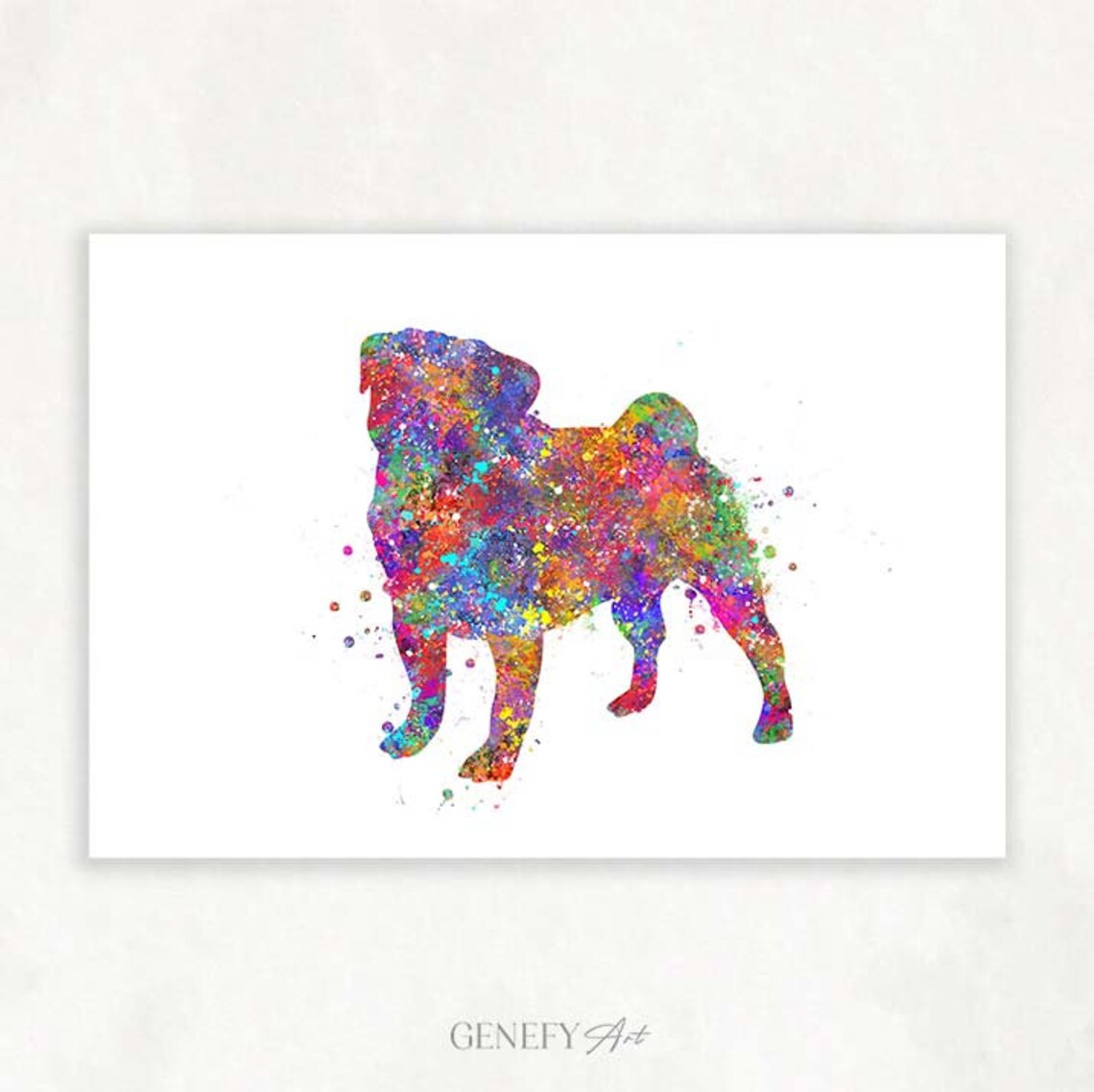 Pug Watercolor Art Print Pug Watercolor Prints Pug Poster - Etsy